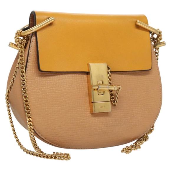 Chloe | Bags | Chloe Chain Drew Shoulder Bag Leather Pink Gold Auth ...